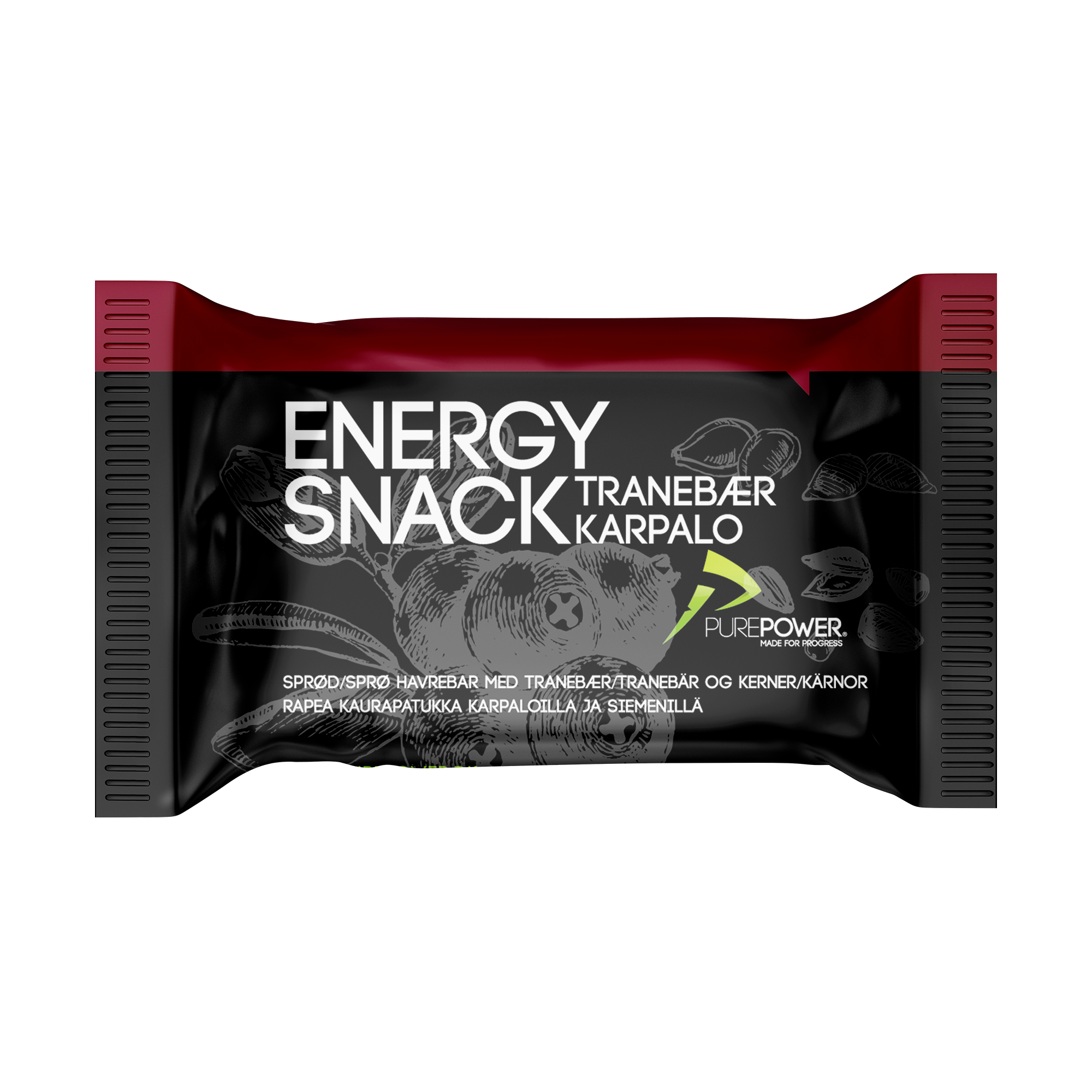 Energy Snack Tranebær 60 g - Get big lab